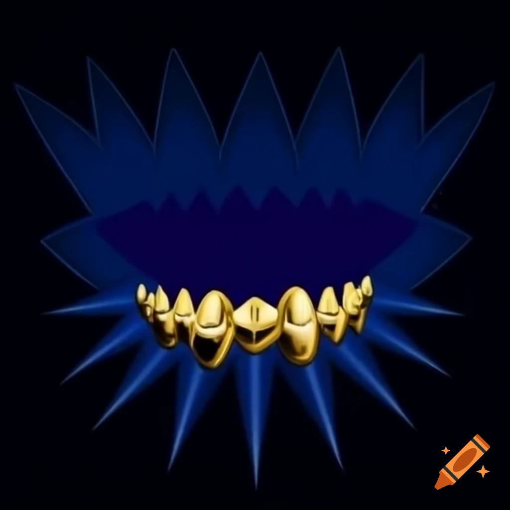 Stylized blue-gold dreadlocks and gold teeth in a rap video flashback ...