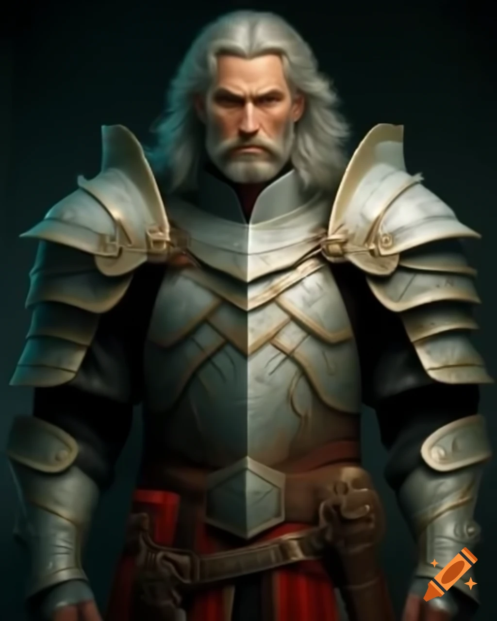 Noble paladin wearing large white armor on Craiyon