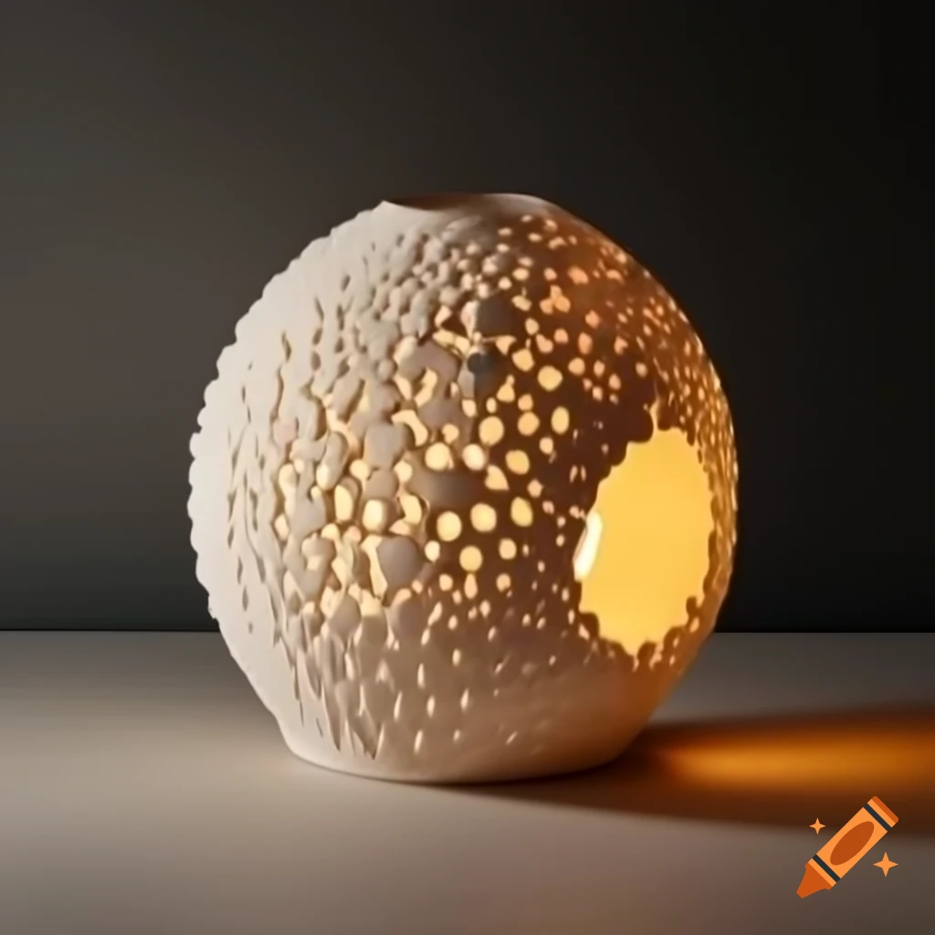 Unique plaster lamp design with intricate clustered patterns influenced ...