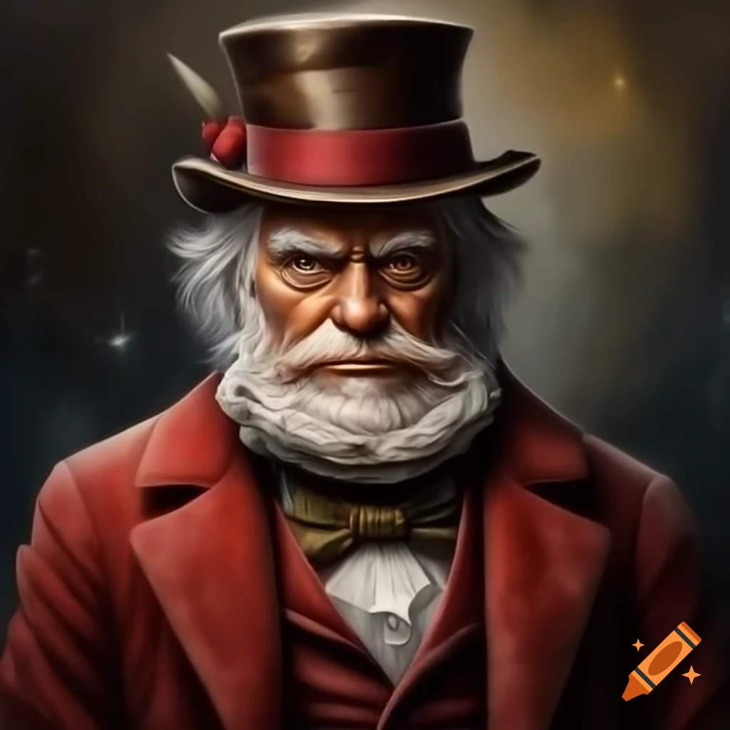 Weathered santa resembling scrooge, struggling with his christmas ...