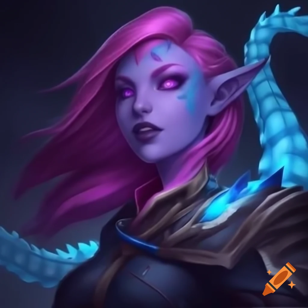 Female Azarketi from Pathfinder with pink skin, purple eyes, and ...