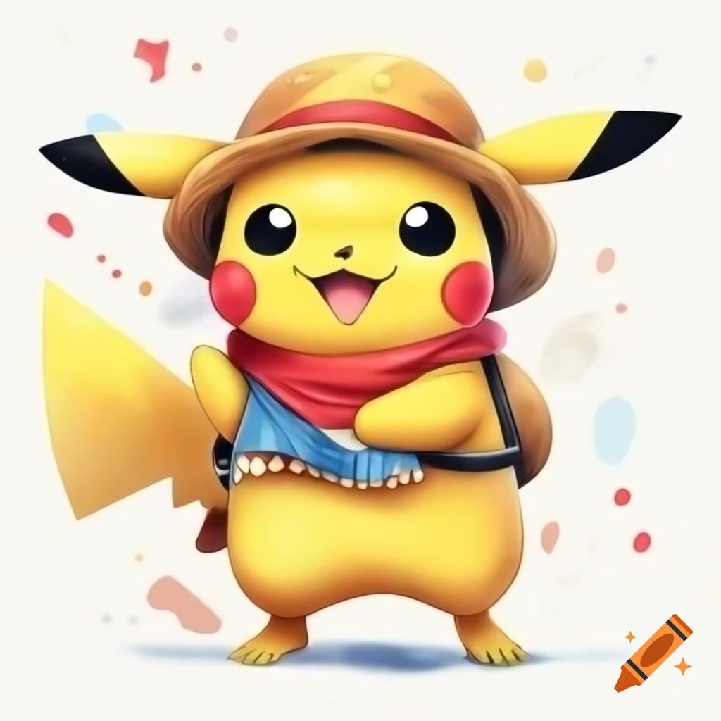 Cute Pikachu in Monkey D. Luffy outfit logo for Trading Card Fever ...