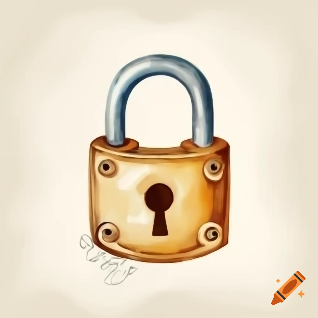 Stylized lock inspired by lost civilization of atlantis, minimalistic ...