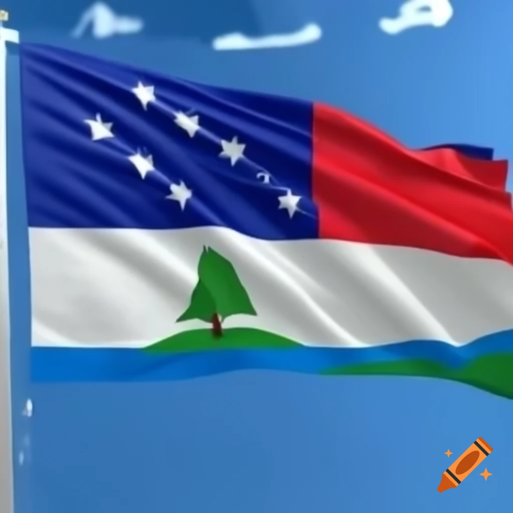 Flag representing island named Avid with AVD symbol on Craiyon