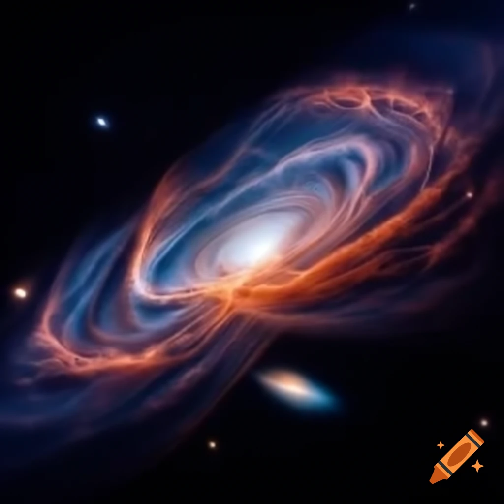 Abstract representation of space turning into a coil or spring with ...