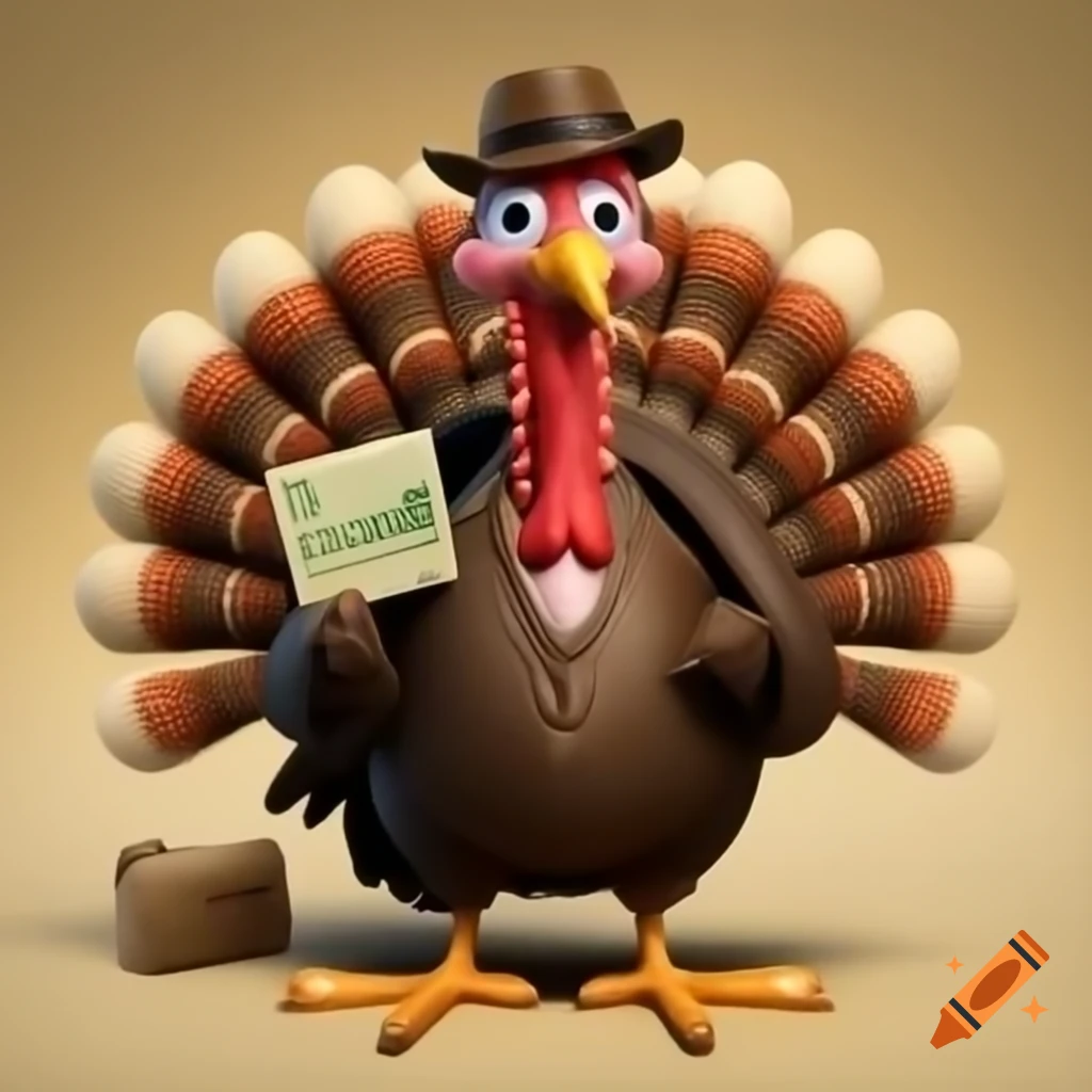 Detective turkey with a clue in a whimsical scene on Craiyon