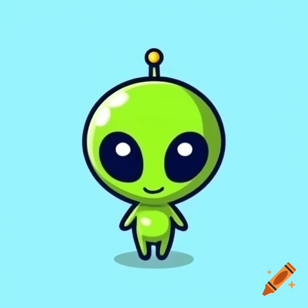 Cute simple cartoon alien character on Craiyon