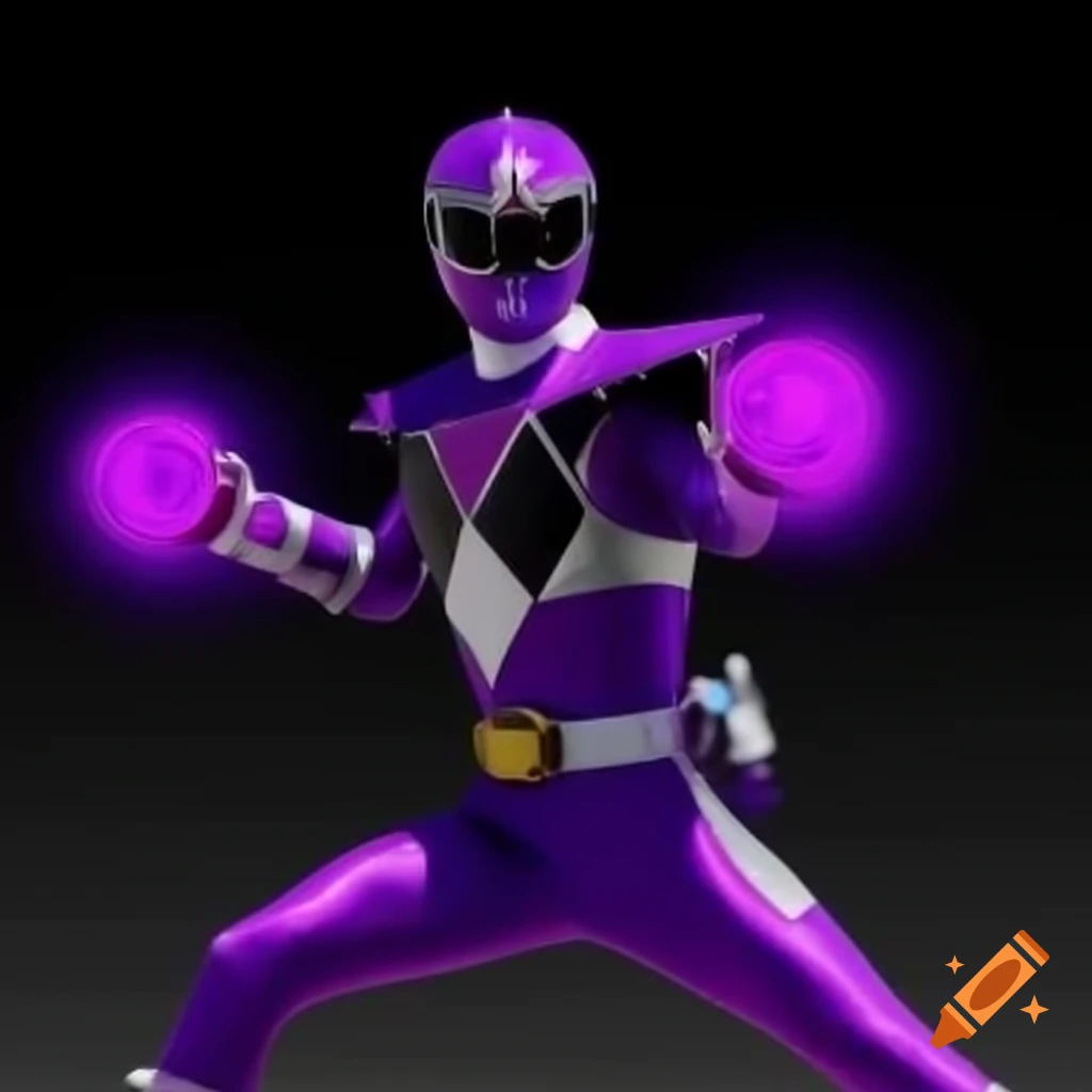 Purple Power Ranger in menacing stance showcasing electric powers on ...