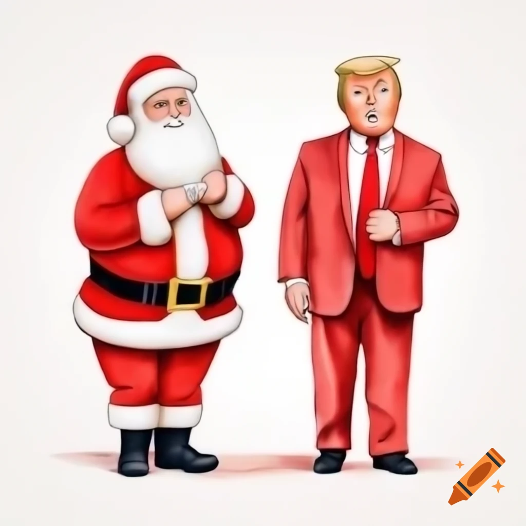 Vintage illustration of Donald Trump and Santa Claus in festive attire ...