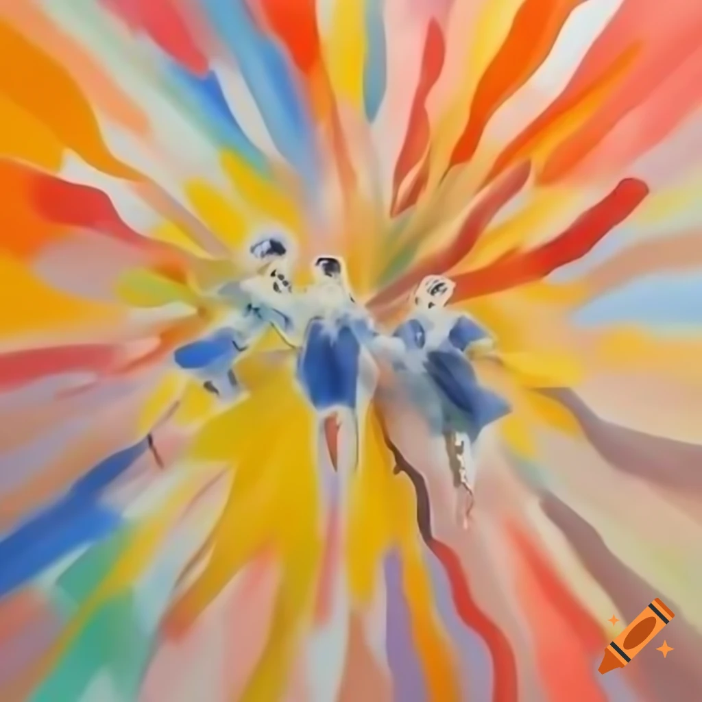 Vibrant abstract canvas with colorful intertwining figures and forms on ...