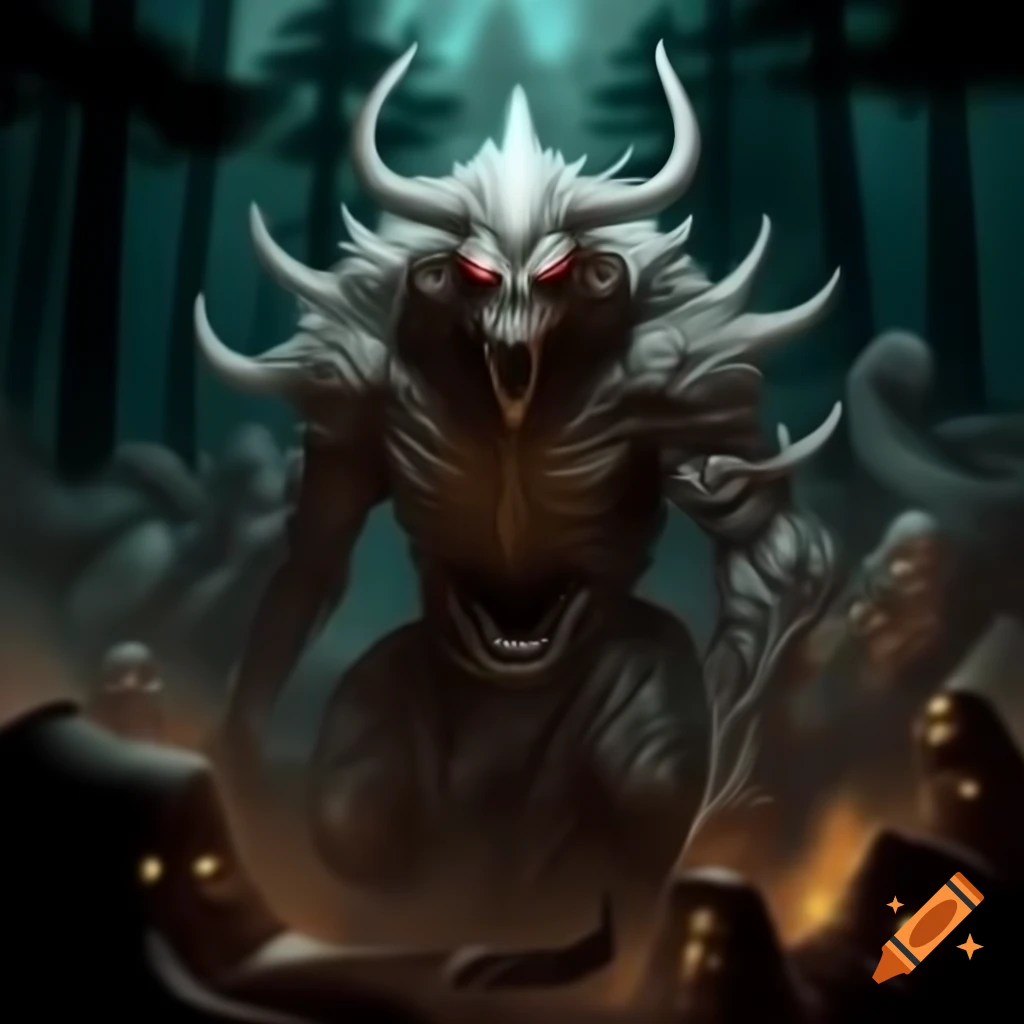 Stylized illustration of a mythological extra-dimensional monster ...