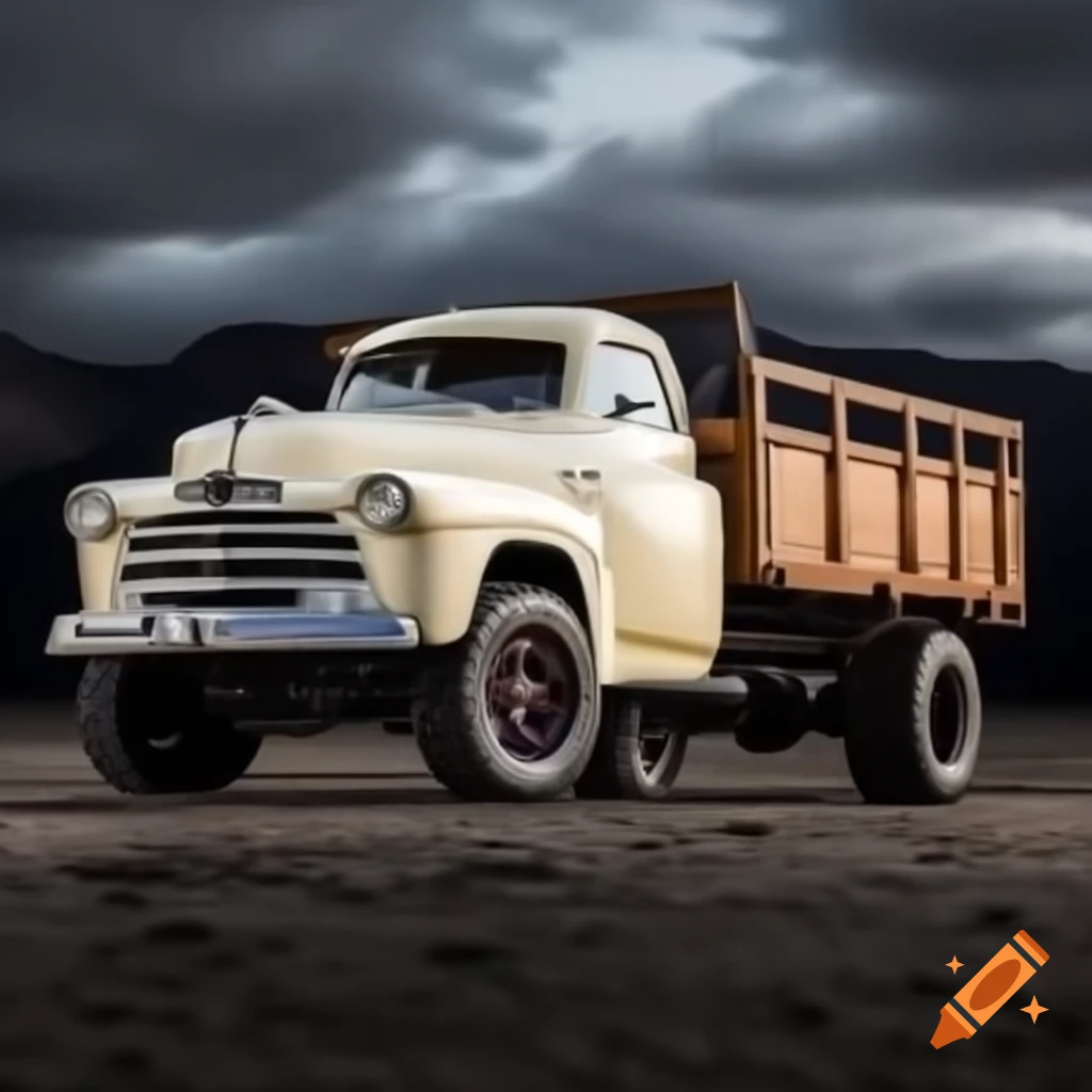 1949 dodge pickup with cream cab and off-road tires on Craiyon
