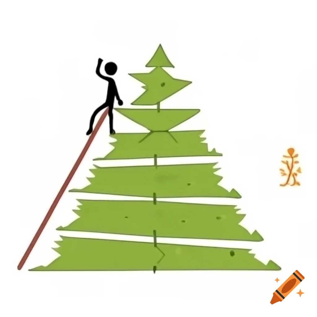 Stick figure cutting down a giant christmas tree on Craiyon
