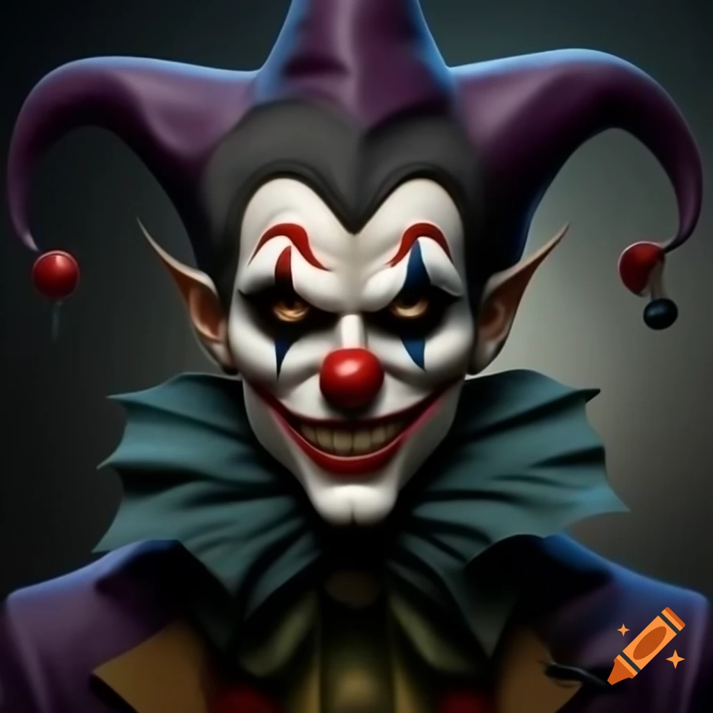 Stylish man with jester makeup and elaborate outfit, characterized by ...