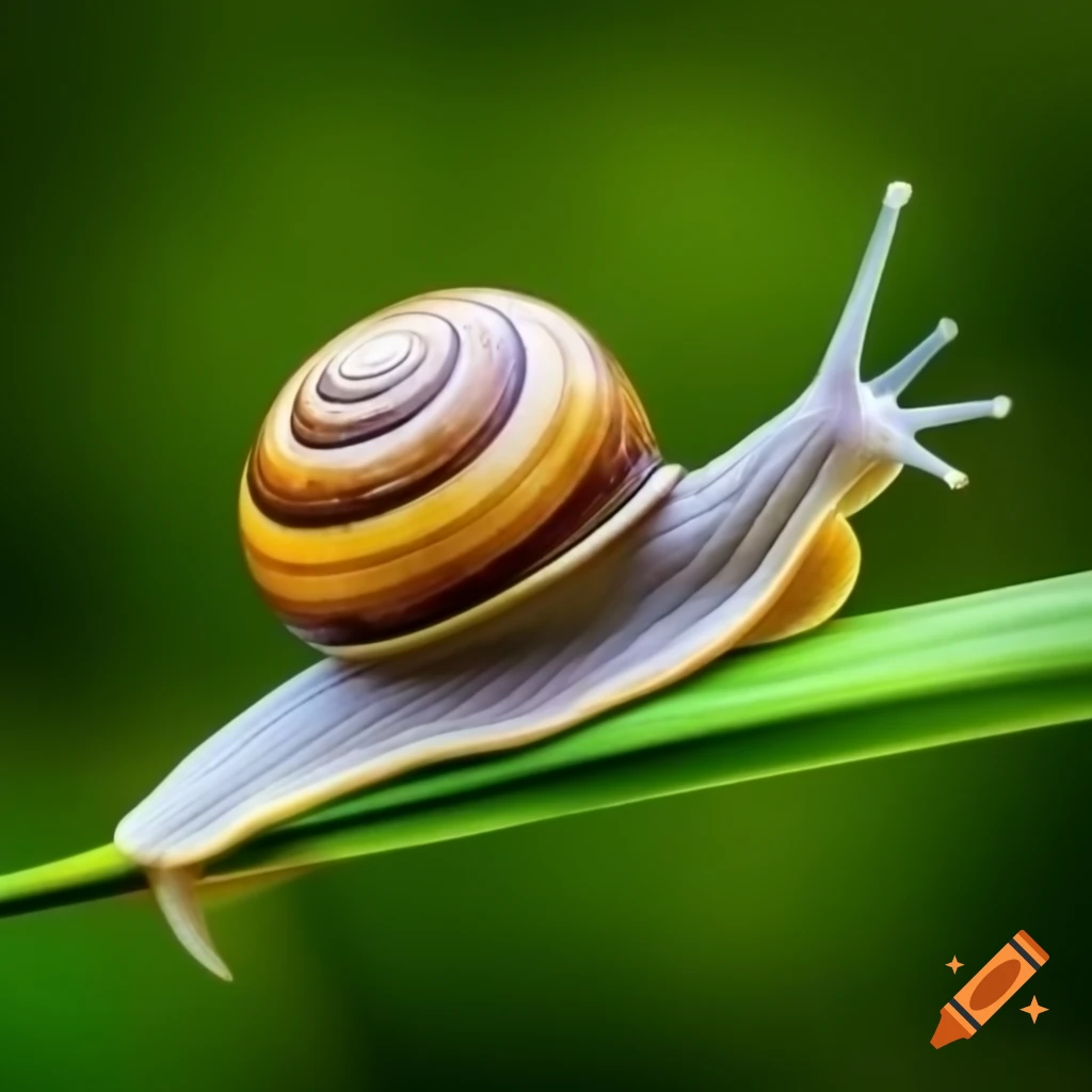 Fantastical garden snail with long tail and flat fin adapted for ...