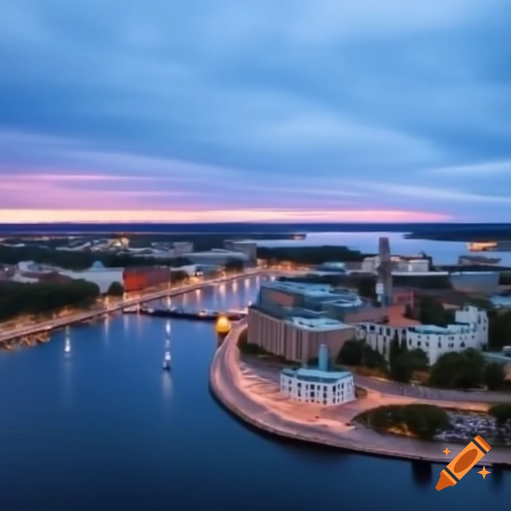 Futuristic view of Pori city in Finland, year 2050 on Craiyon