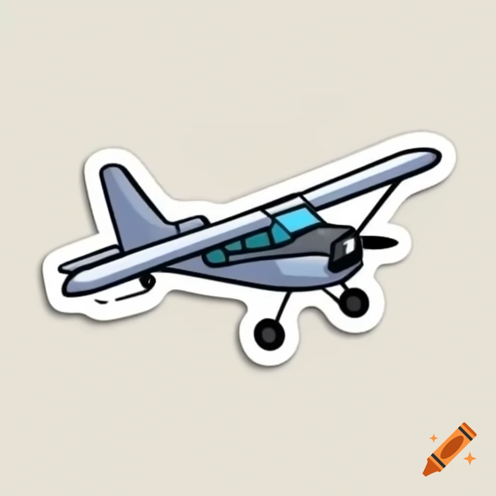 Cartoon drawing of a Cessna 172 airplane with tag 061192 for a sticker ...