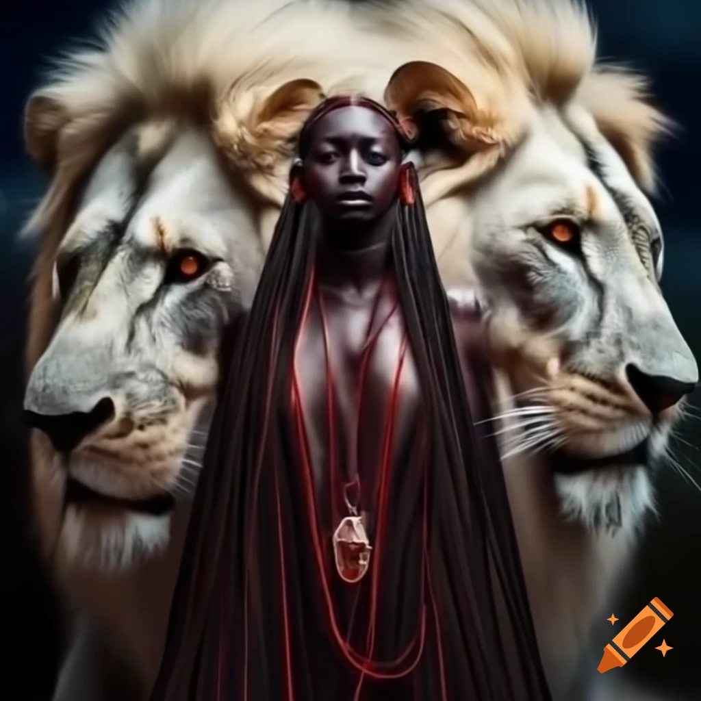 Ethereal depiction of Mhondoro spirit, ancient guardian radiating grace ...