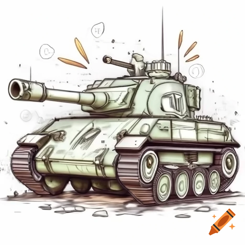 Anthropomorphic tank with cartoonish design and mismatched features on ...