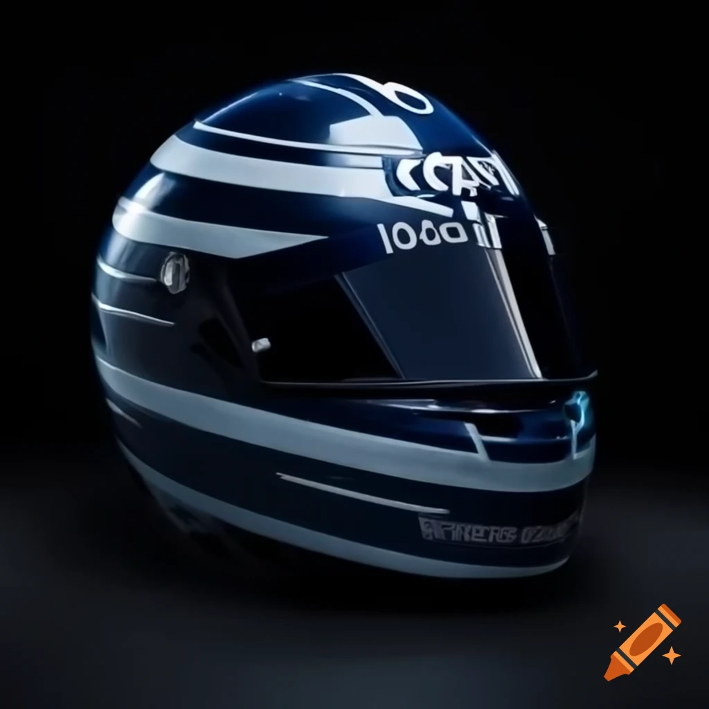 Dark blue Formula 1 racing helmet designed for speed and precision on ...