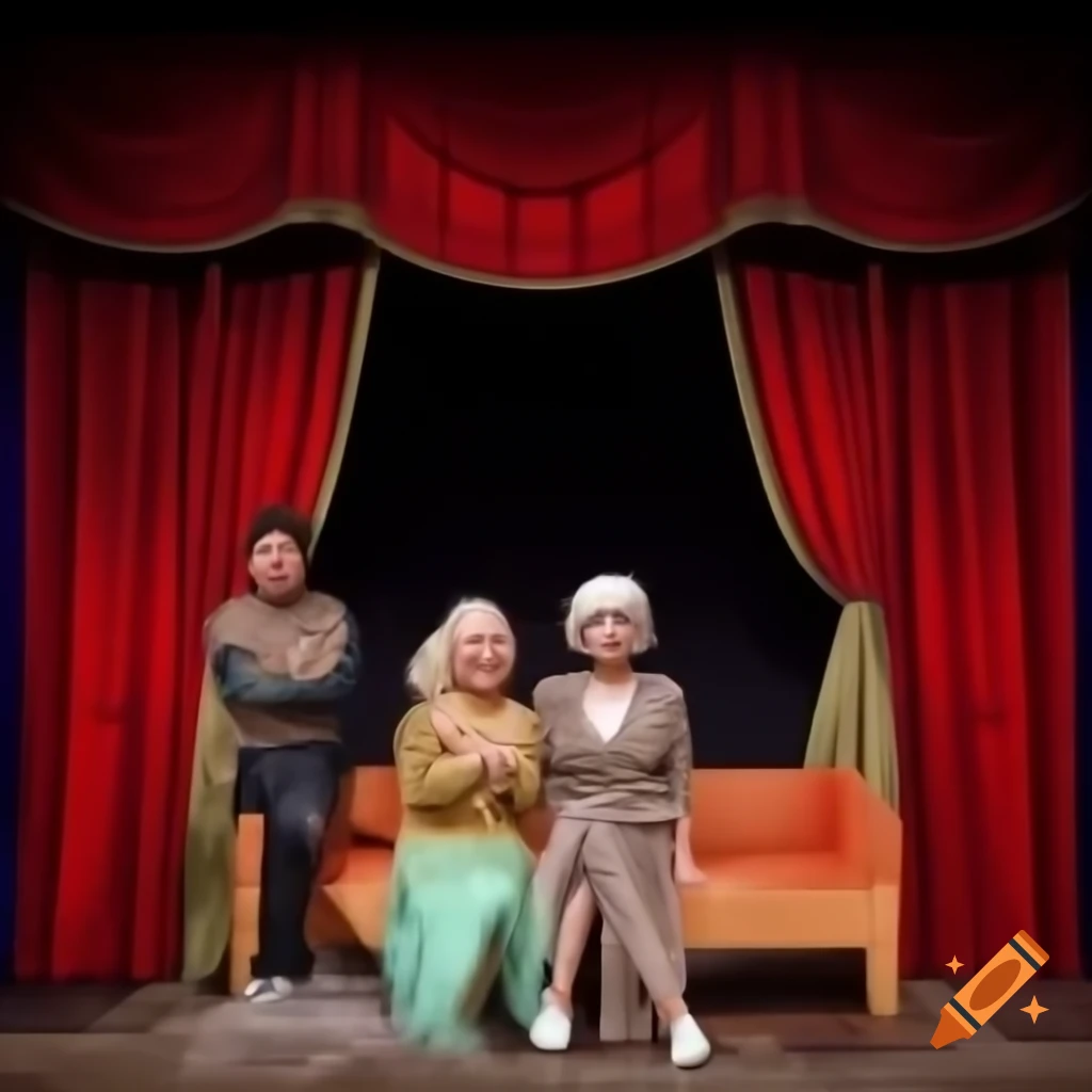 Sketch of a stage play with characters in costume, inspired by famous ...