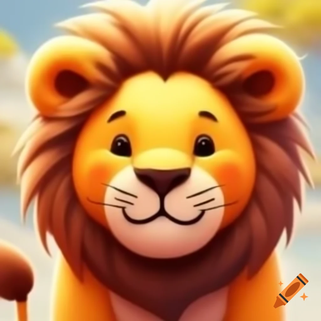 Friendly smiling lion on Craiyon