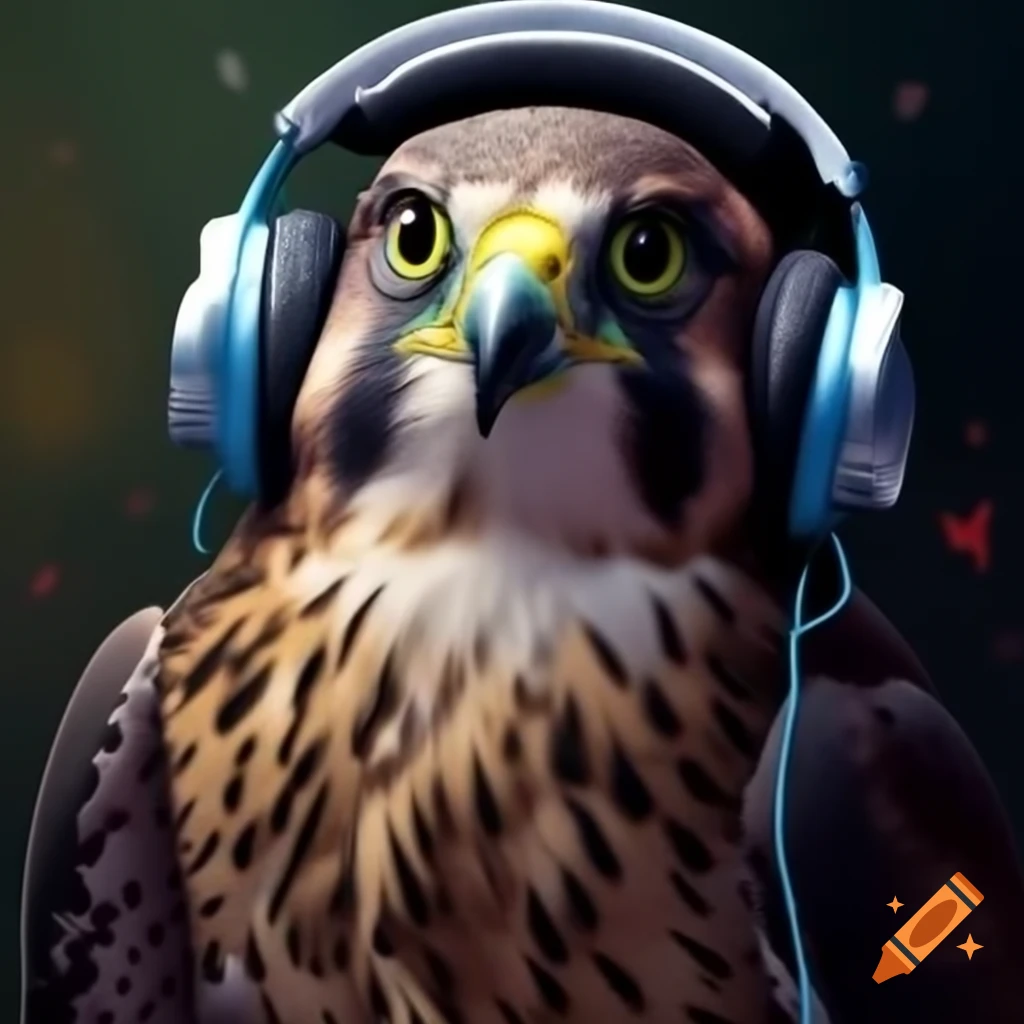 Falcon with headphones on album cover for jason graff's peregrine pulse ...