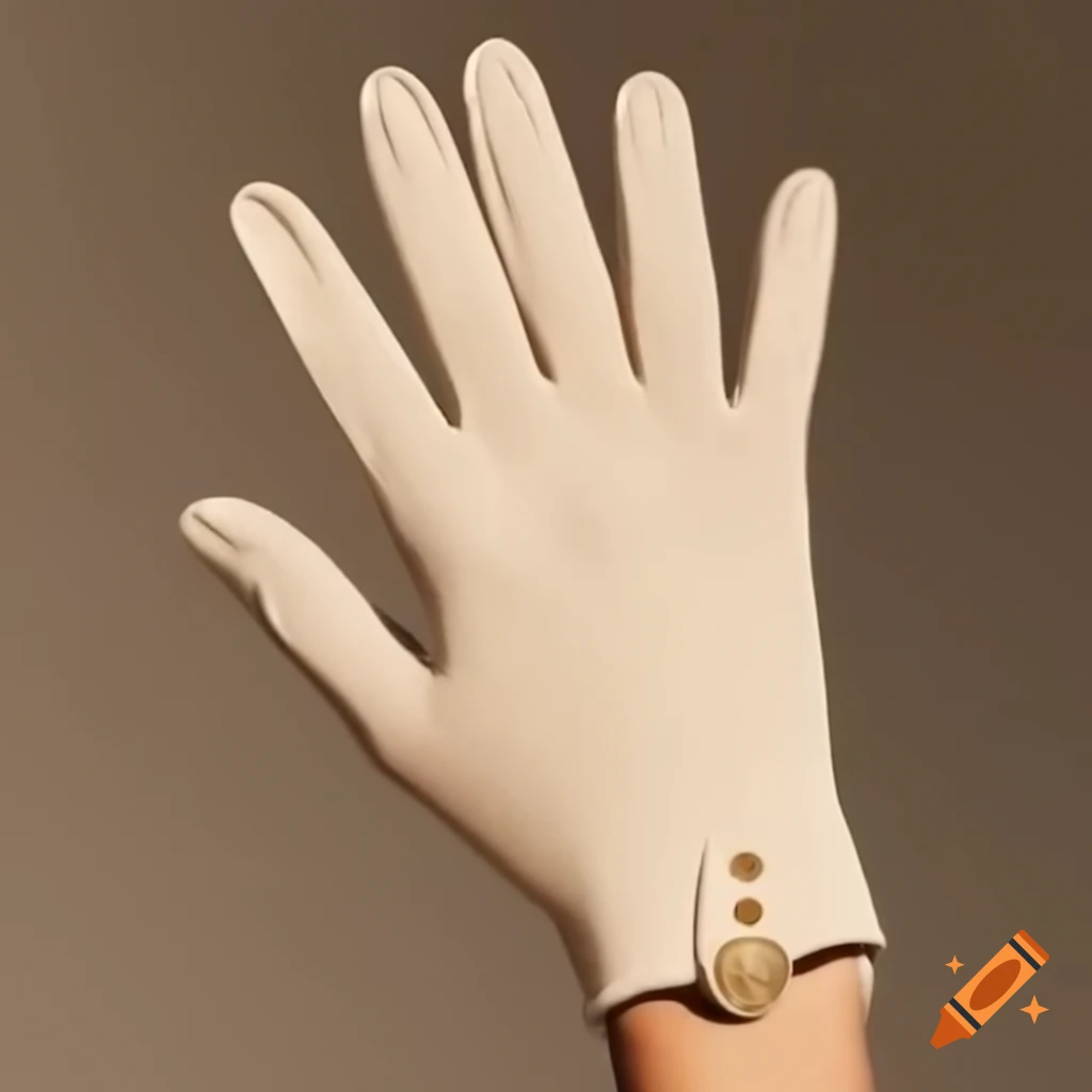Classy beige glove with gold button detail on wrist on Craiyon