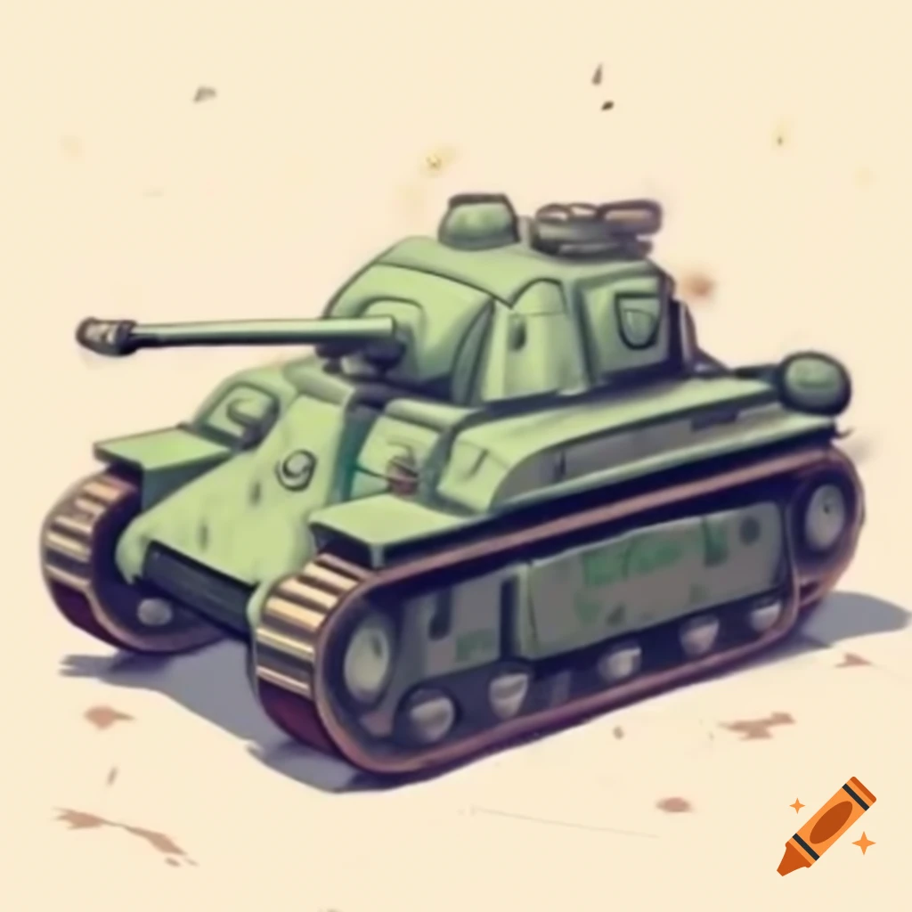 Anthropomorphic dutch tank with cartoonish design and googly eyes on ...