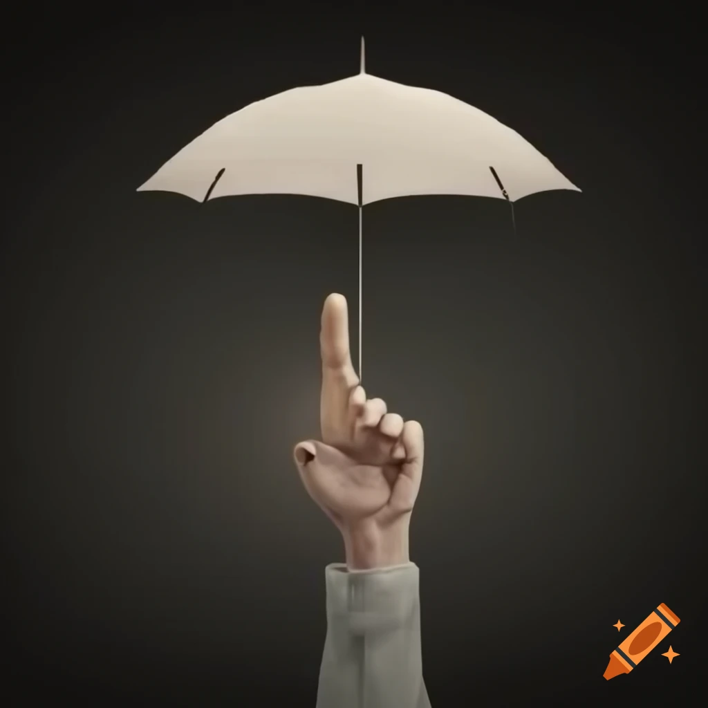 Unique umbrella design with handle resembling a human hand on Craiyon