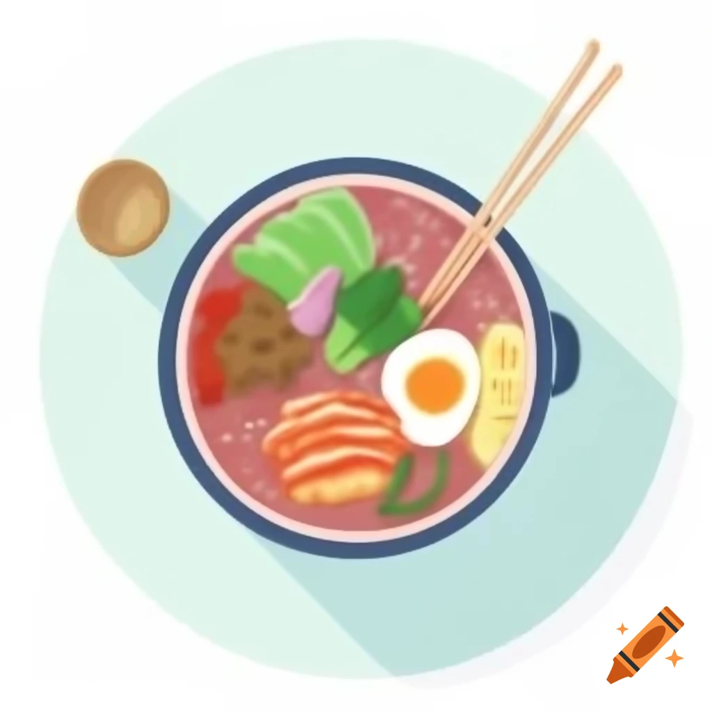 Top view of Japanese oden hot pot in vector drawing style on Craiyon
