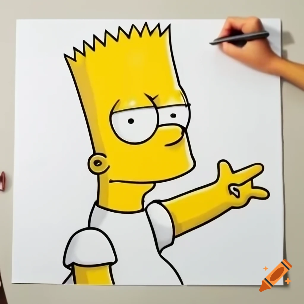 Bart Simpson leaning against a wall with one arm outstretched on Craiyon
