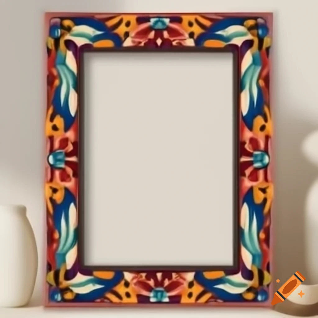 Folk style painted frame design on Craiyon