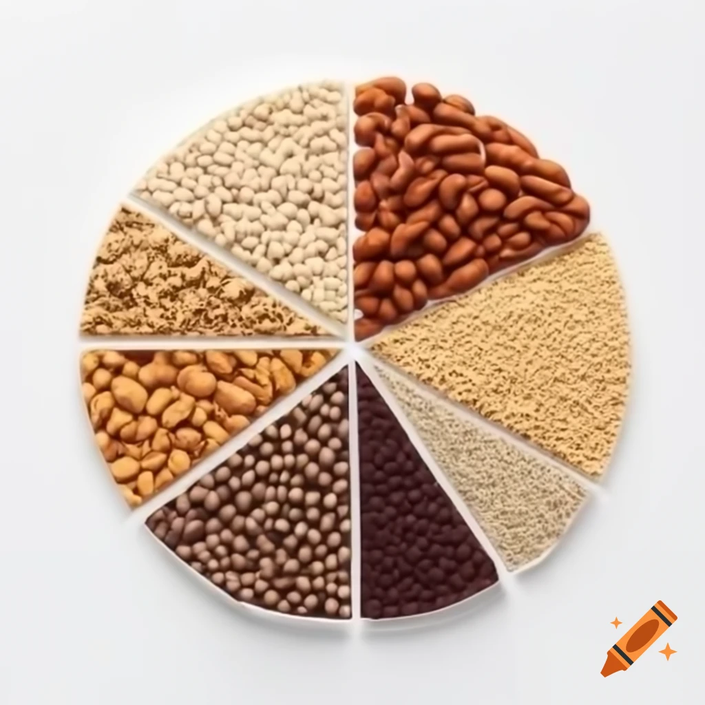 Round chart displaying various types of grains on white background on ...