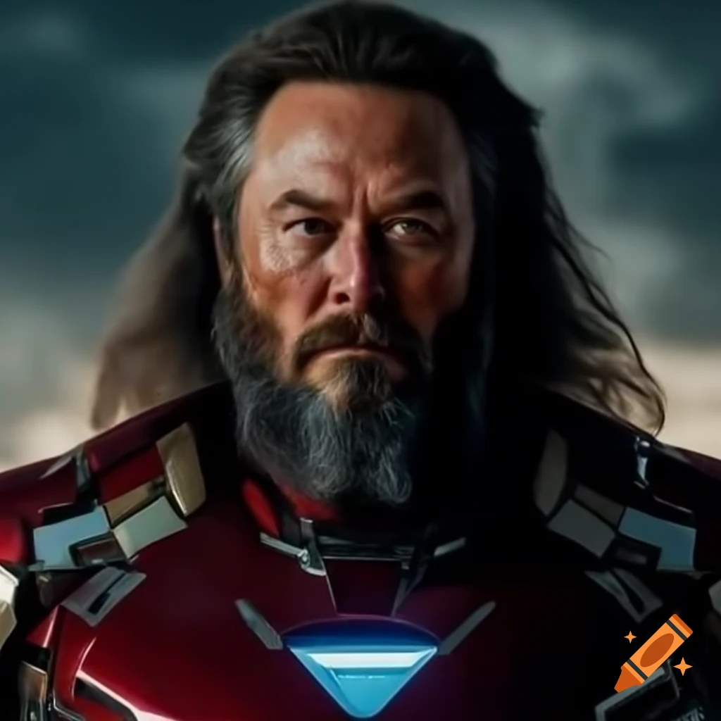 Elon musk depicted as iron man in a creative artwork on Craiyon