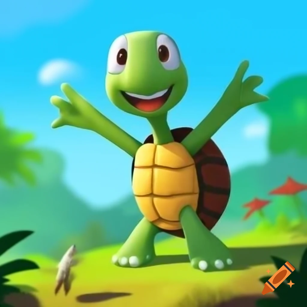 Happy turtle exploring near the jungle edge on Craiyon