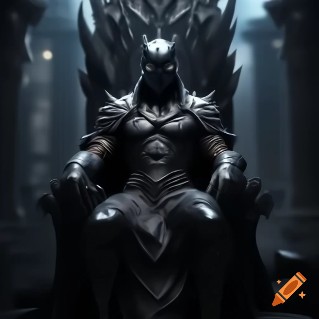 Horned Obsidian Emperor on obsidian throne, anime style on Craiyon