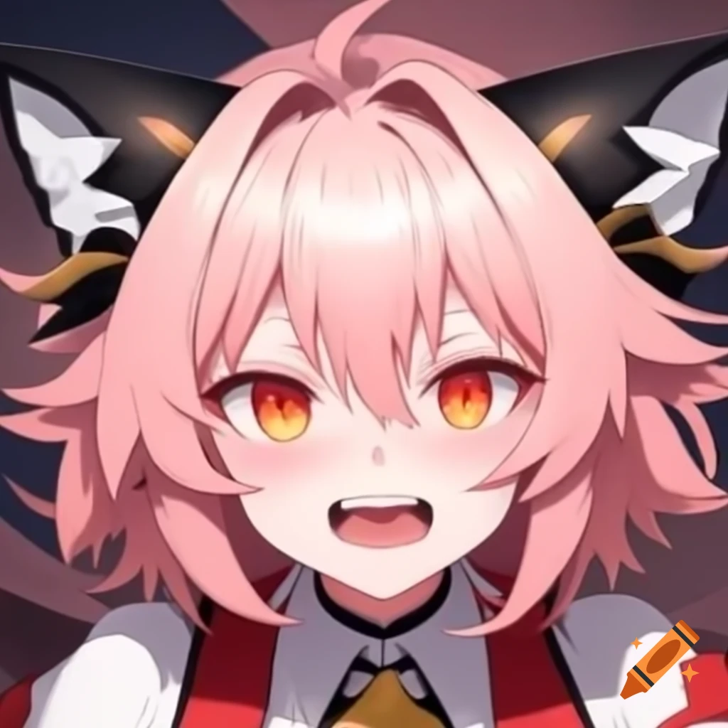 Anime character with fox features and white hair with red accents on ...