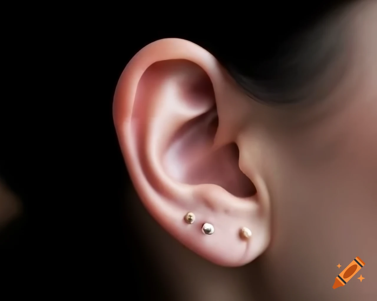 Human ear close-up on Craiyon