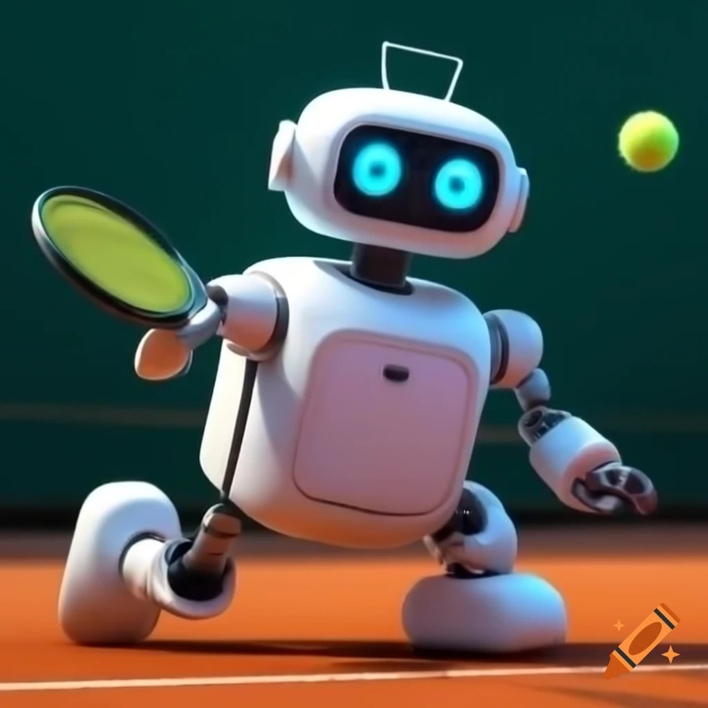 Robot playing tennis on Craiyon
