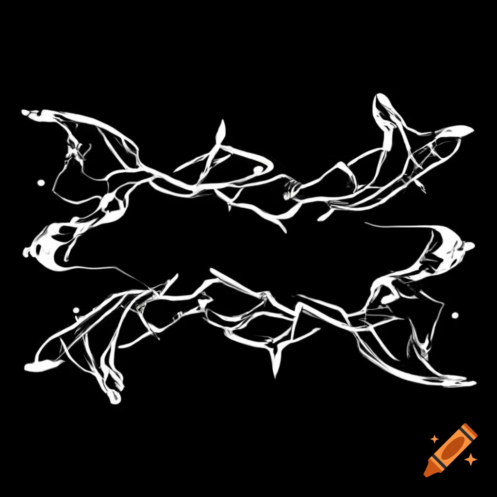 Abstract tattoo design of ivy branch forming cursive letters in high ...