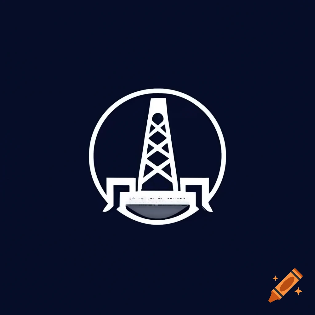 Stylized drilling rig logo for crude oil and gas company on Craiyon