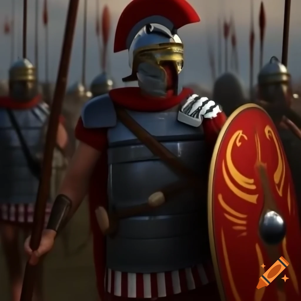 Pretorian guard in purple attire, representing Roman legionary on Craiyon