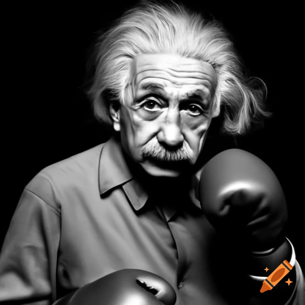 Hypothetical boxing match between albert einstein and jake paul on Craiyon