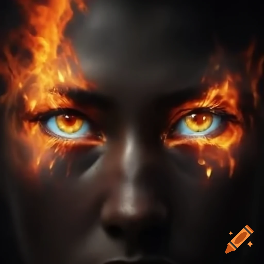 Fiery eyes conveying intensity on Craiyon