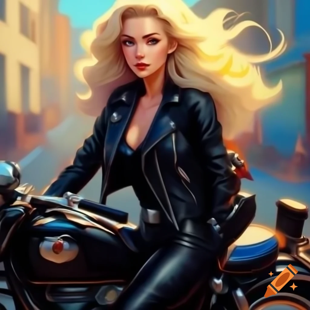 Punk biker portrait in ultra HD detail wearing leather jacket and high ...