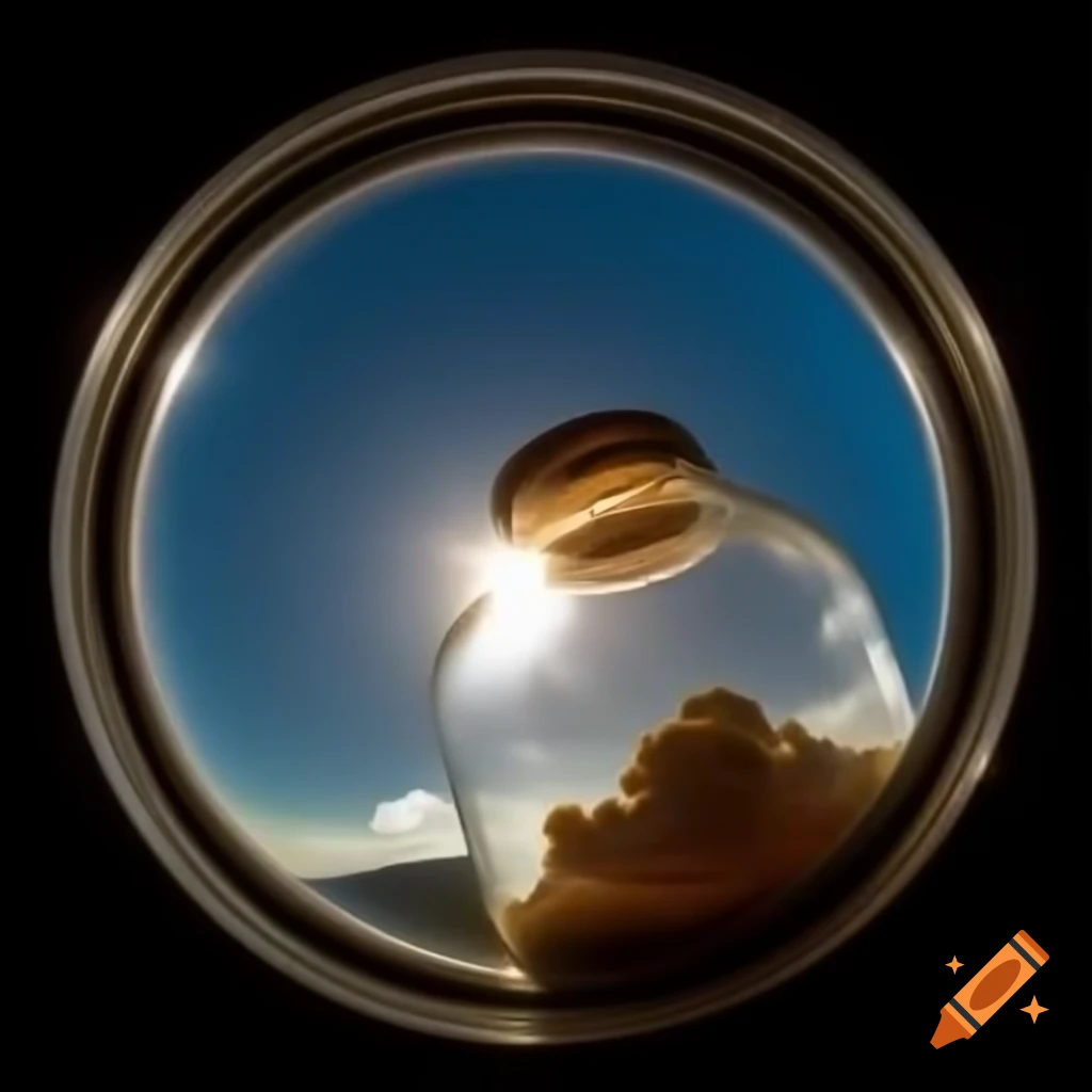 Illustration of a sun inside a jar creating a bright atmosphere on Craiyon