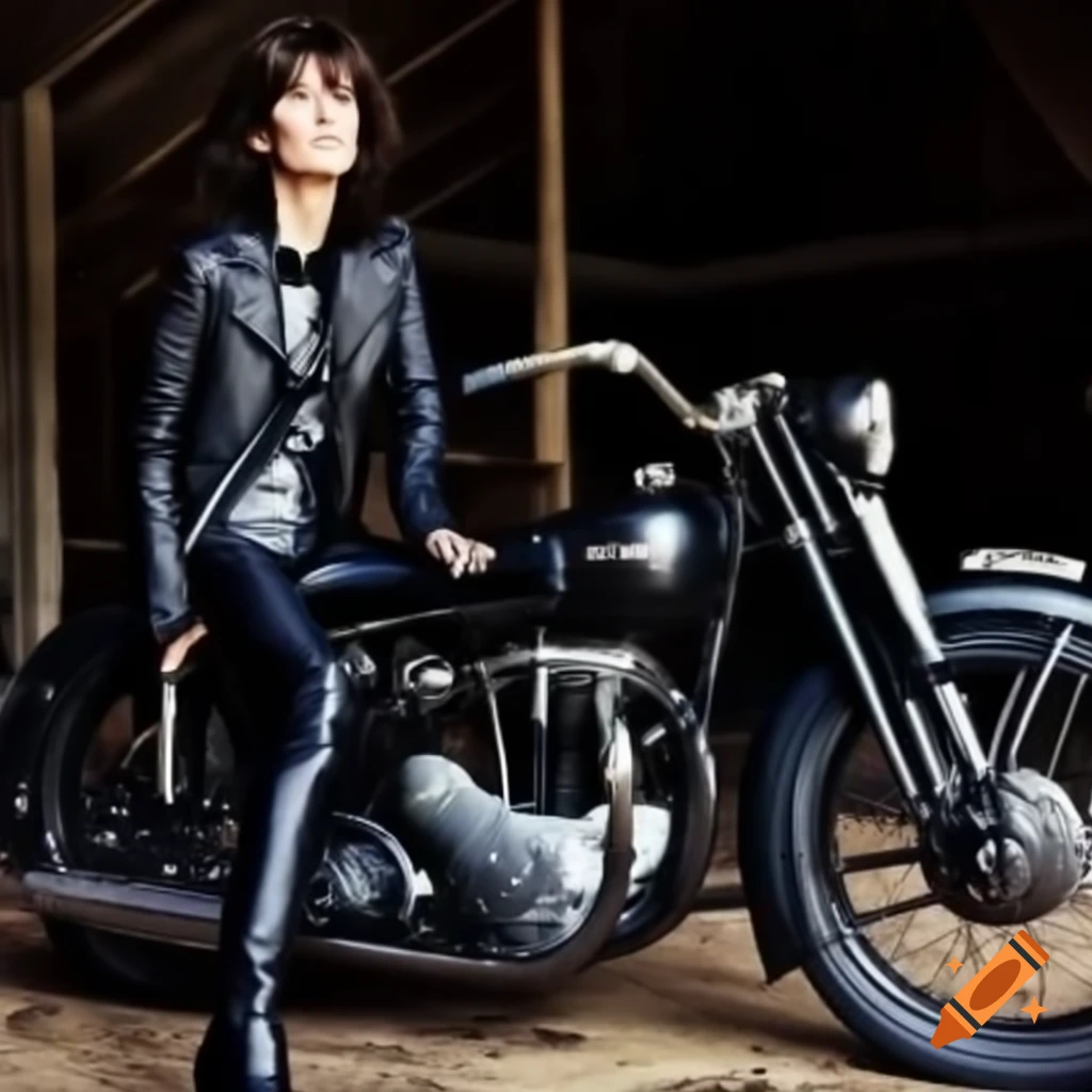 Punk biker portrait in ultra HD detail on 1956 BSA Goldstar motorcycle ...