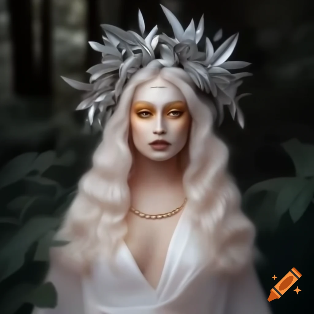 Modern Greek goddess-themed look for drag queen Honey Fawn, featuring ...