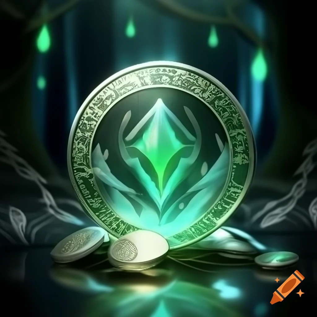 Mystical glowing cryptocurrency token 'Token Elvenhart' with ...